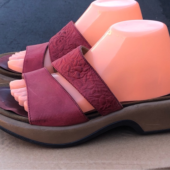 Dansko | Shoes | Dansko Womens Red Leather Double Strap Slide Up ...
